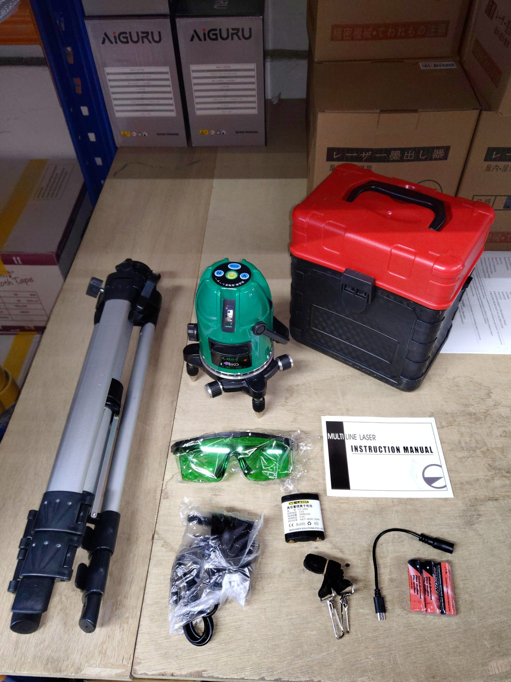 Aiko Green Laser Level Measure 4V1H with Stand | Model : NL-AK41-G | C