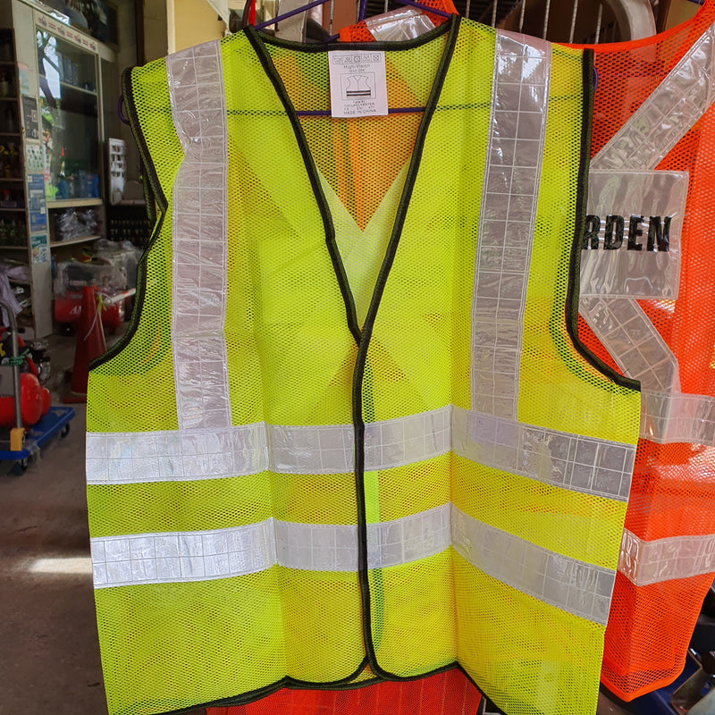 Green Safety Vest with words at back, Wording : Banksman, Fire Watchma